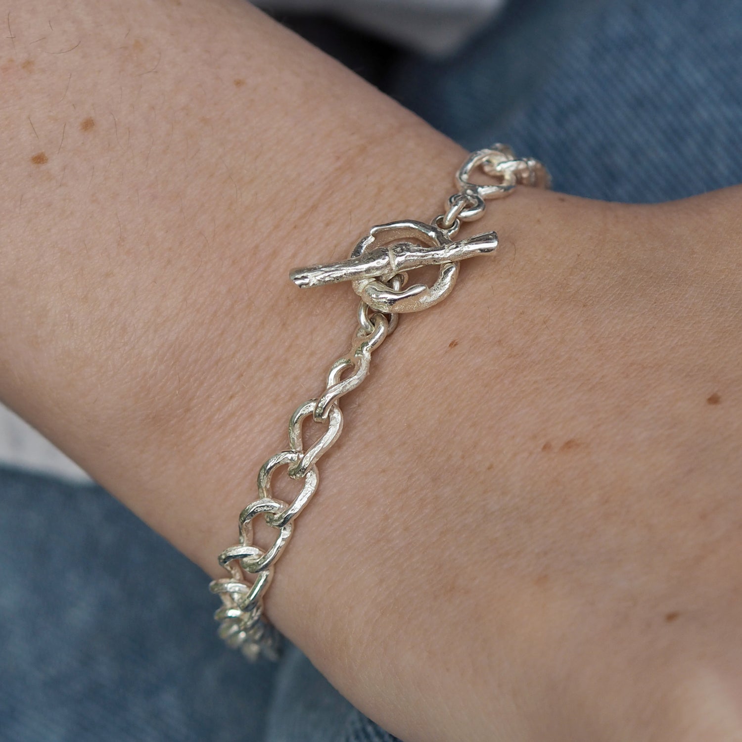 Sterling Silver Foresta Chain T-Bar Bracelet