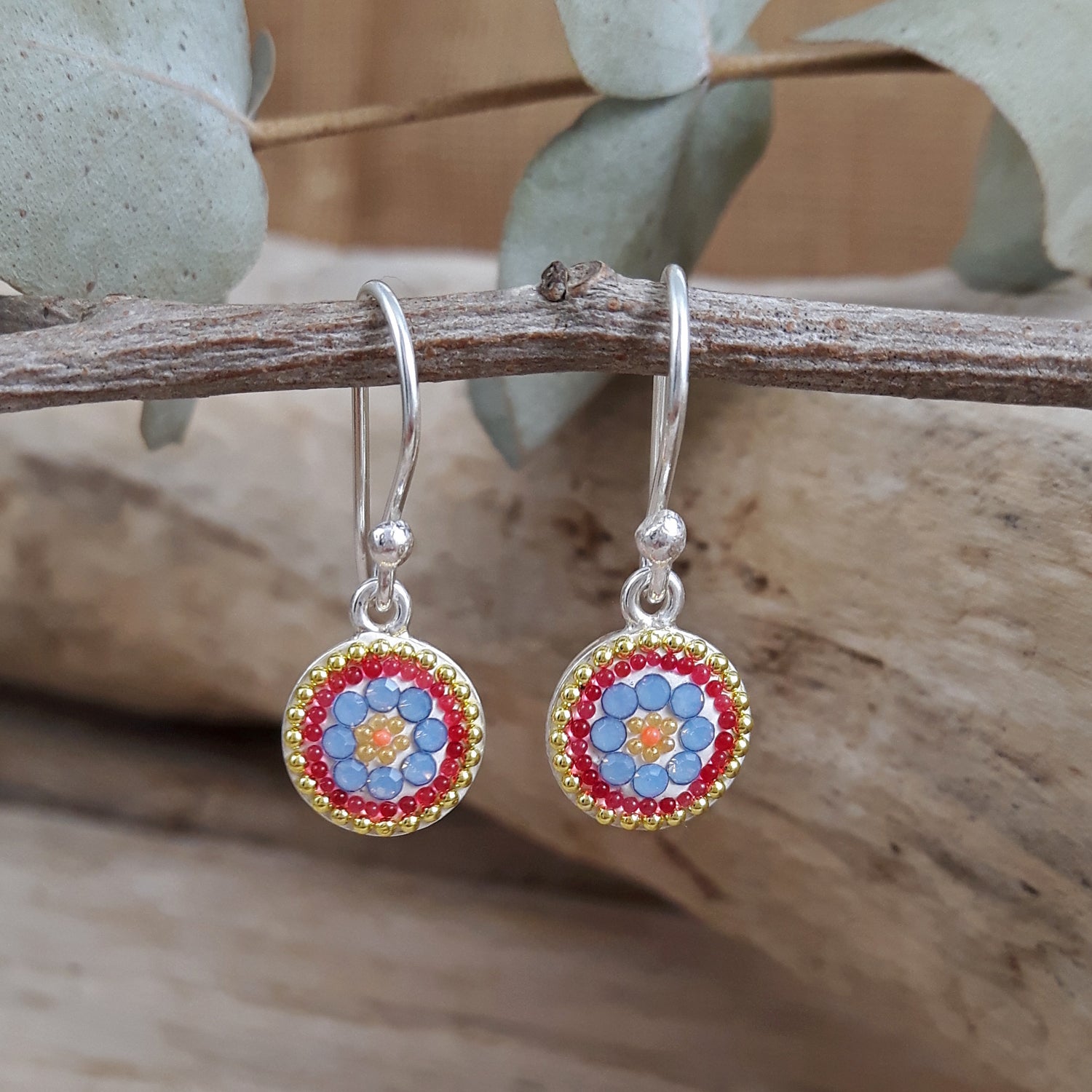 Allegra Bloom Coral Round Drop Earrings