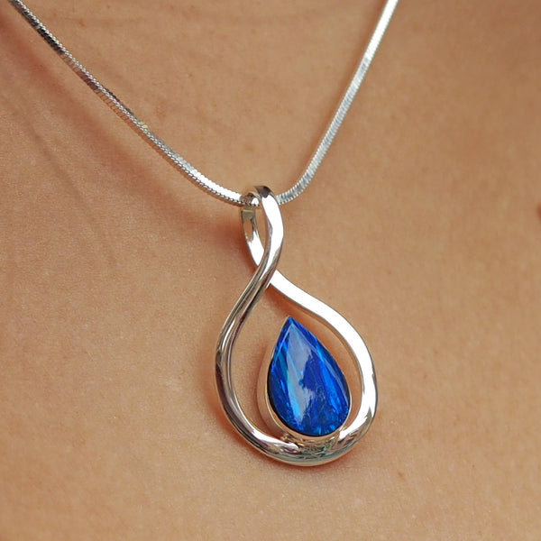 Renoir blue pendant with opal and sterling silver